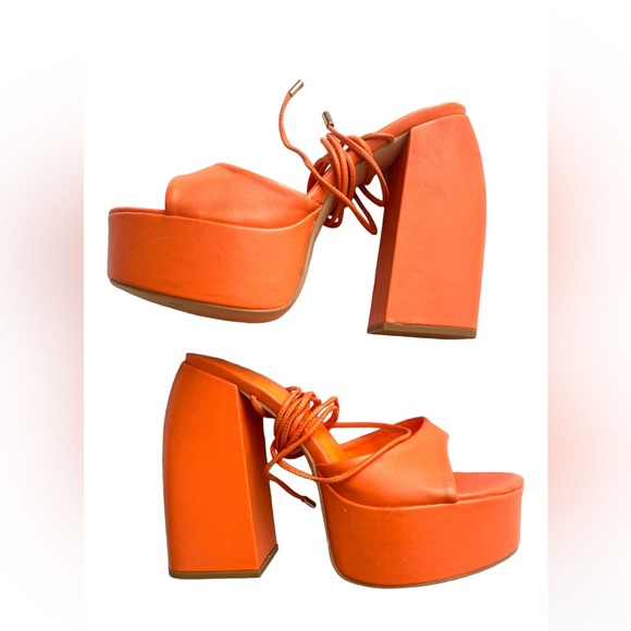 Olivia Ferguson | Shoes | Orange Ankles Straps Platform Heelssize 9new ...